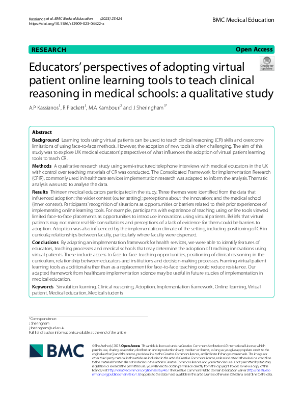 (PDF) Educators’ perspectives of adopting virtual patient online ...