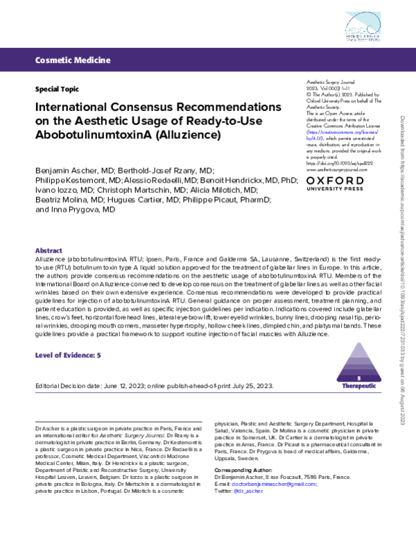 (PDF) International Consensus Recommendations on the Aesthetic Usage of ...