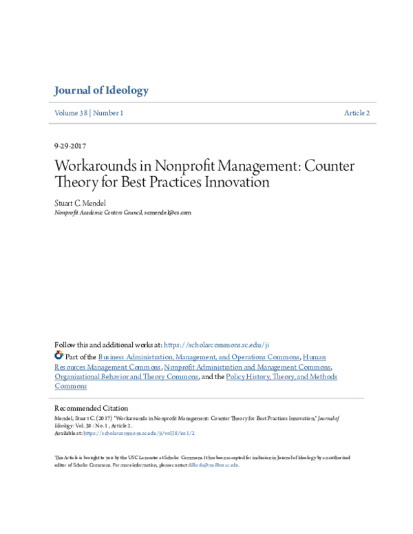 (PDF) Workarounds in Nonprofit Management: Counter Theory for Best ...
