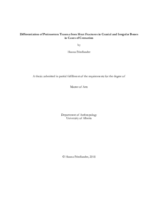 (PDF) Differentiation of Perimortem Trauma From Heat Fractures in ...