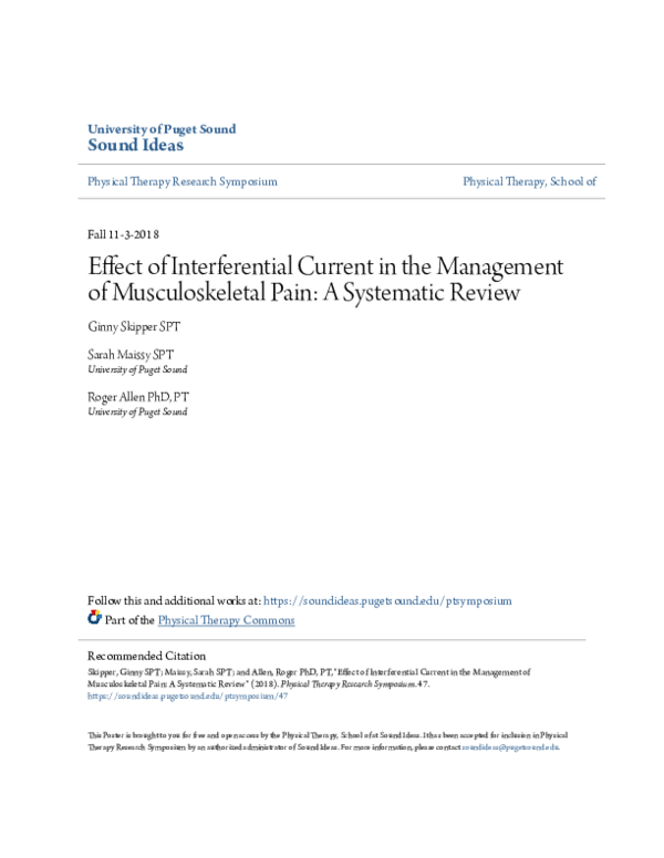 (PDF) Effect of Interferential Current in the Management of ...