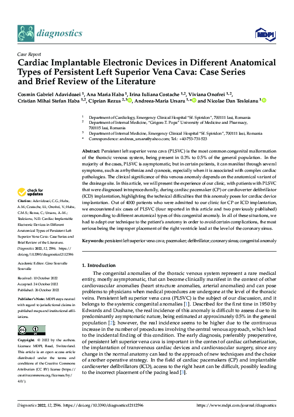 (PDF) Cardiac Implantable Electronic Devices in Different Anatomical Types of Persistent Left ...