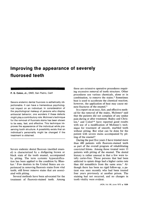 (PDF) Improving the Appearance of Severely Fluorosed Teeth