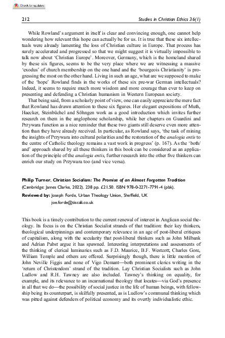 (PDF) Turner, Christian Socialism, Forde Review (1)