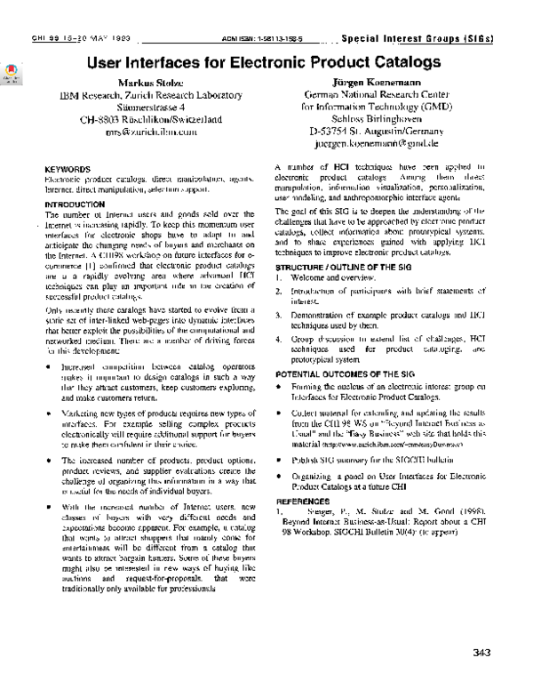 (PDF) User interfaces for electronic product catalogs | Markus Stolze ...
