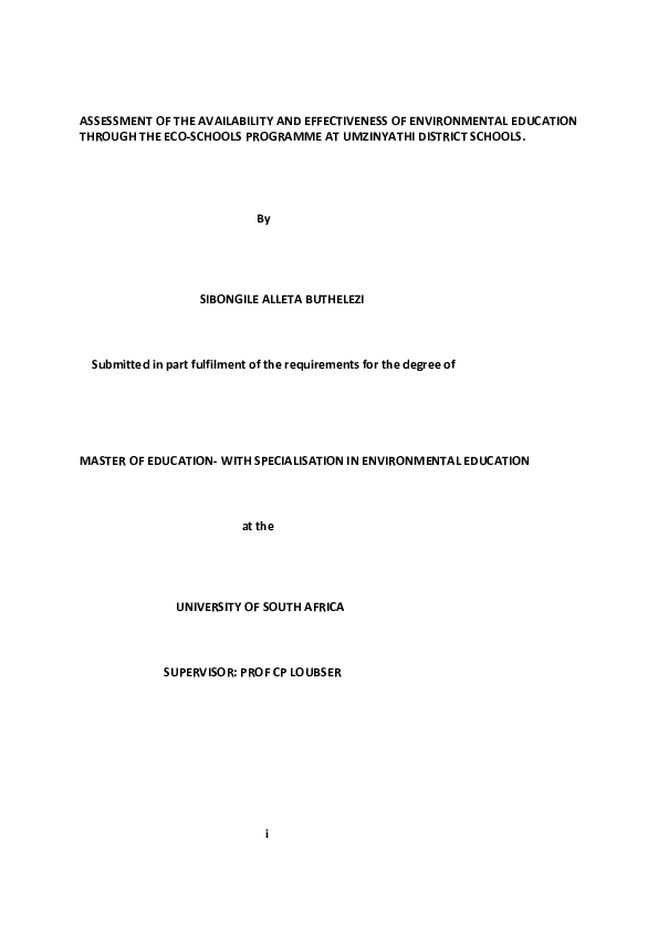 (PDF) Assessment of the availability and effectiveness of environmental ...