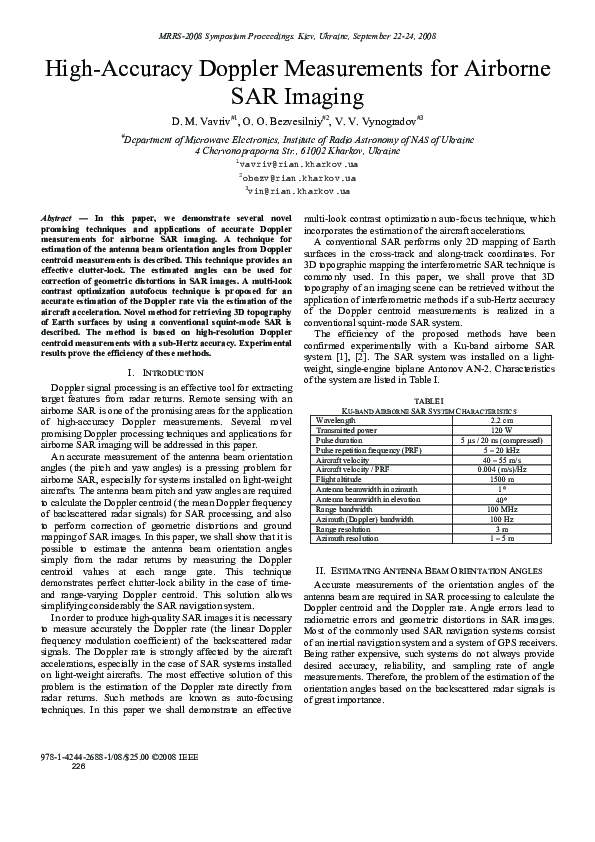 (PDF) High-accuracy Doppler measurements for airborne SAR imaging ...
