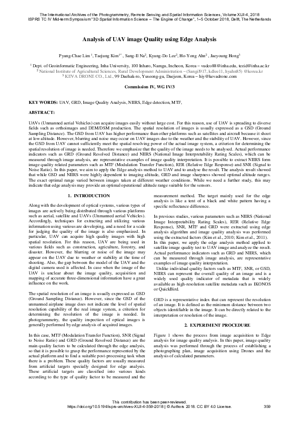 (PDF) Analysis of Uav Image Quality Using Edge Analysis