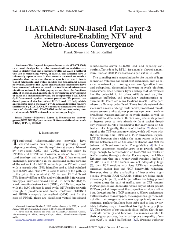 (PDF) FLATLANd: SDN-Based Flat Layer-2 Architecture-Enabling NFV and Metro-Access Convergence
