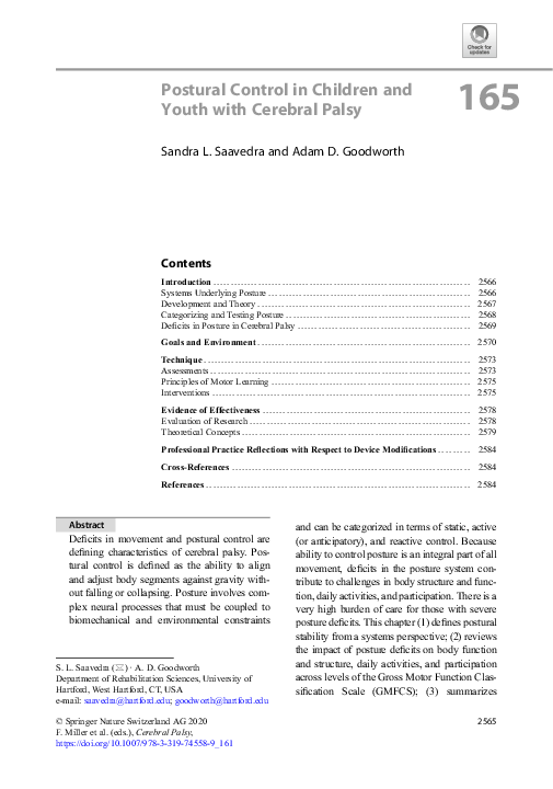 (PDF) Postural Control in Children and Youth with Cerebral Palsy