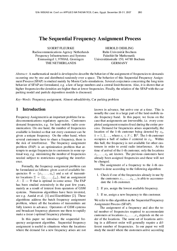 (PDF) The sequential frequency assignment process