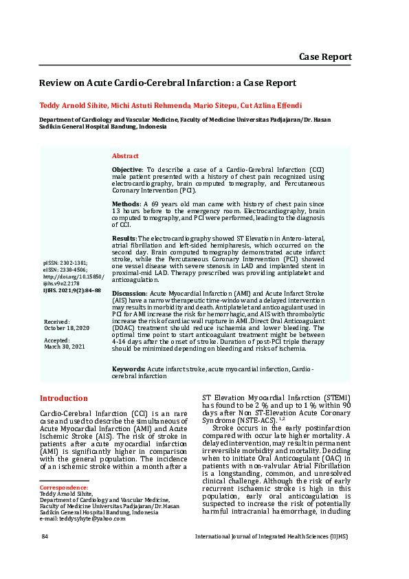 (PDF) Review on Acute Cardio-Cerebral Infarction: a Case Report