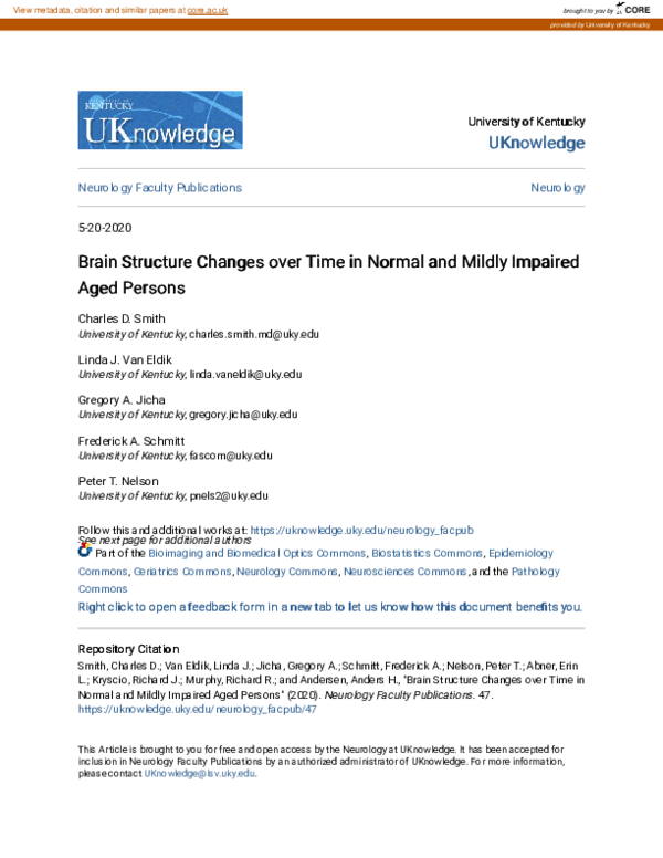 (PDF) Brain structure changes over time in normal and mildly impaired ...