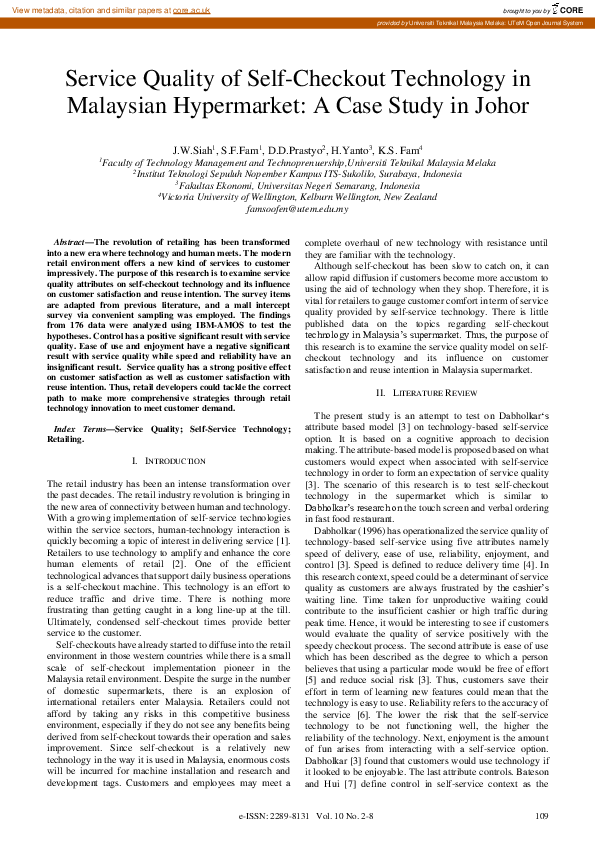 (PDF) Service Quality of Self-Checkout Technology in Malaysian ...