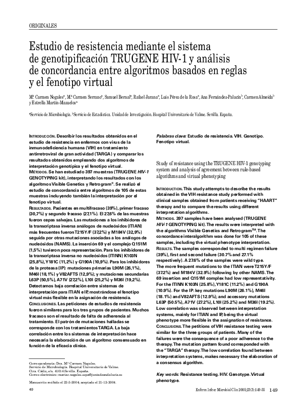(PDF) Estudio de resistencia mediante el sistema de genotipificación ...