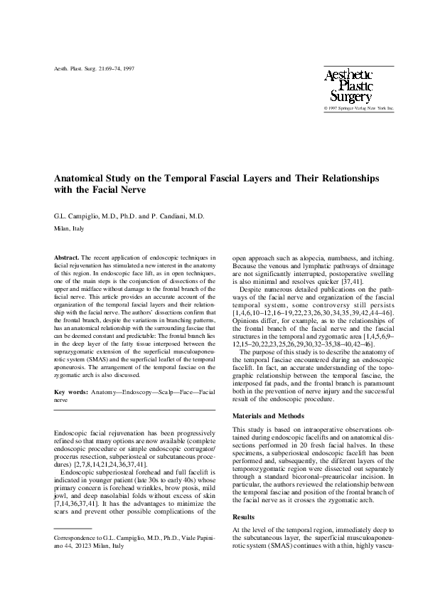 (PDF) Anatomical Study on the Temporal Fascial Layers and Their ...