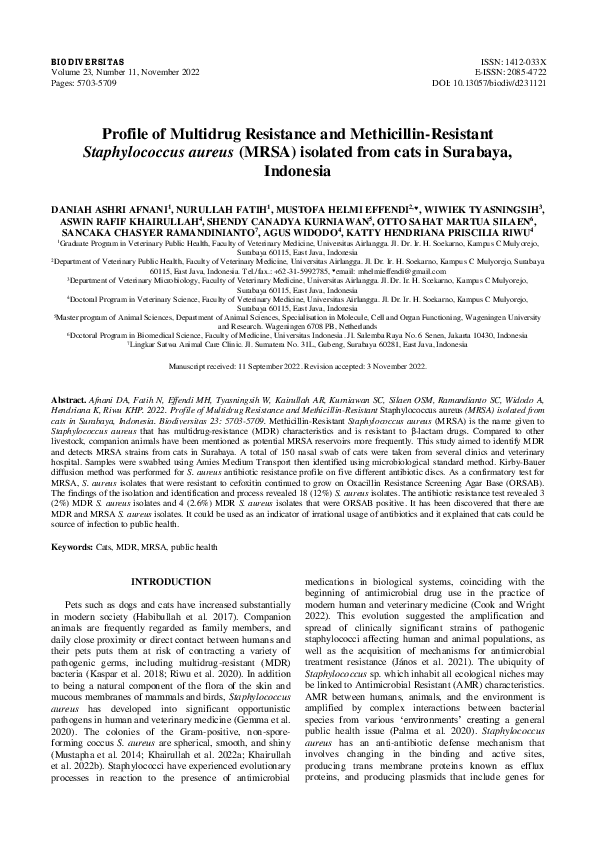 Pdf Profile Of Multidrug Resistance And Methicillin Resistant Staphylococcus Aureus Mrsa
