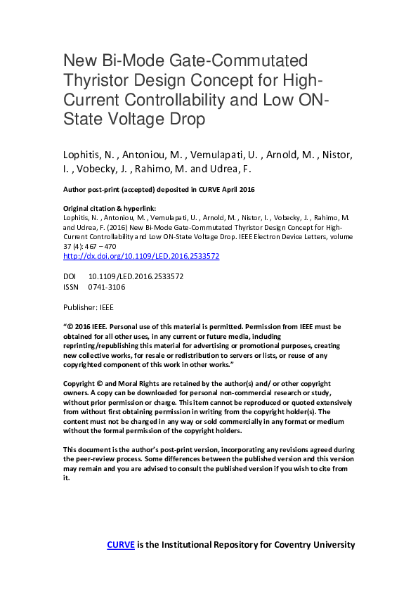 Pdf New Bi Mode Gate Commutated Thyristor Design Concept For High Current Controllability And