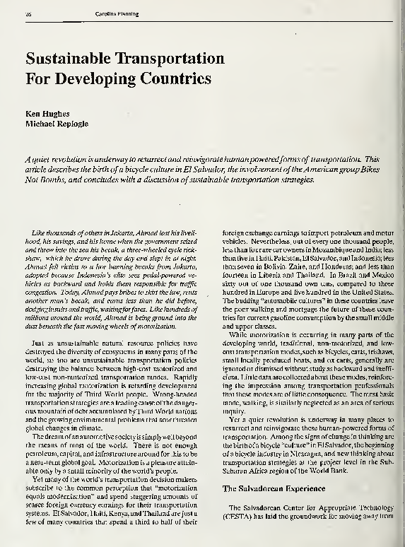 (PDF) Sustainable Transportation For Developing Countries | Michael A ...