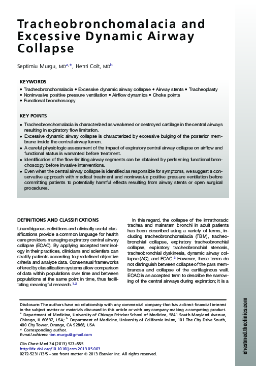 (PDF) Tracheobronchomalacia and excessive dynamic airway collapse