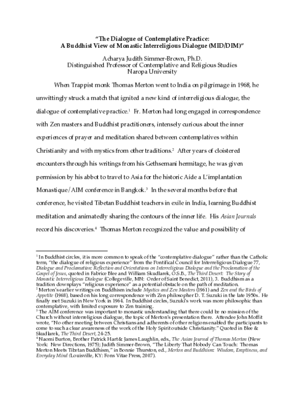 (PDF) Dialogue as Contemplative Practice