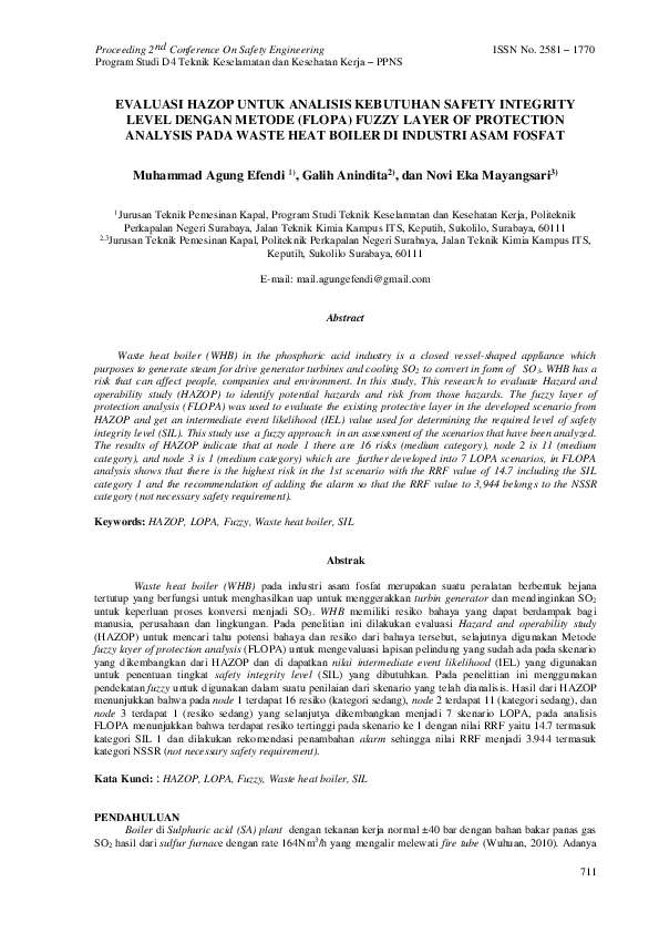 (PDF) Evaluasi Hazop Untuk Analisis Kebutuhan Safety Integrity Level Dengan Metode (Flopa) Fuzzy ...
