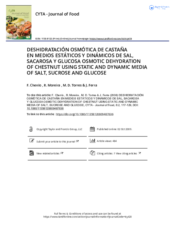 (PDF) Deshidratación Osmótica De Castaña en Medios Estáticos y Dinámicos De Sal, Sacarosa y ...