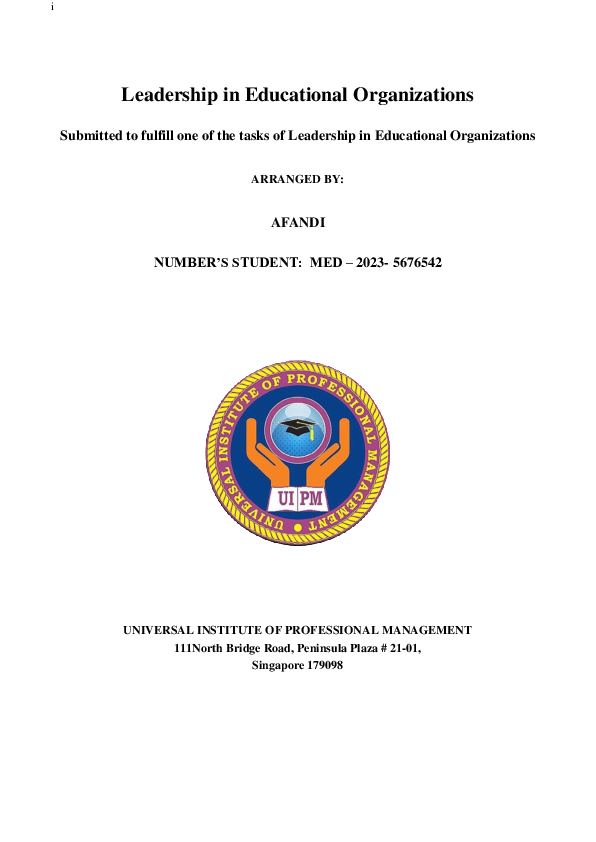 (PDF) Leadership in Educational Organizations