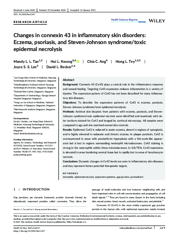 (PDF) Changes in connexin 43 in inflammatory skin disorders: Eczema ...