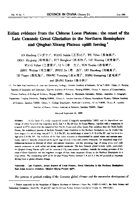 (PDF) Eolian evidence from the Chinese Loess Plateau: the onset of the ...