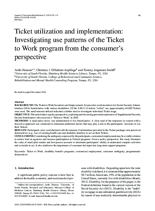 (PDF) Ticket utilization and implementation: Investigating use patterns ...