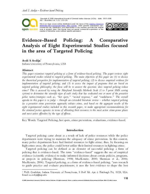 (PDF) Evidence-Based Policing: A Comparative Analysis of Eight ...