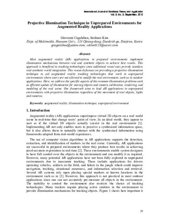 (PDF) Projective Illumination Technique in Unprepared Environments for Augmented Reality ...