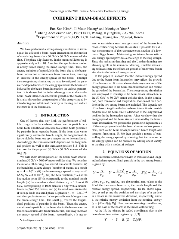 (PDF) Coherent beam-beam effects