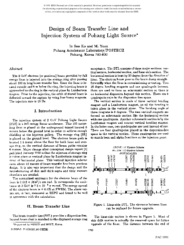(PDF) Design of beam transfer line and injection system of Pohang Light ...