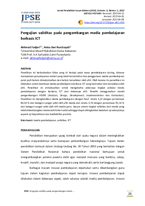 (PDF) Pengujian validitas pada pengembangan media pembelajaran berbasis ICT