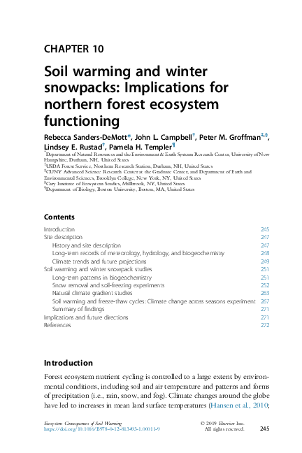 (PDF) Soil warming and winter snowpacks: Implications for northern ...