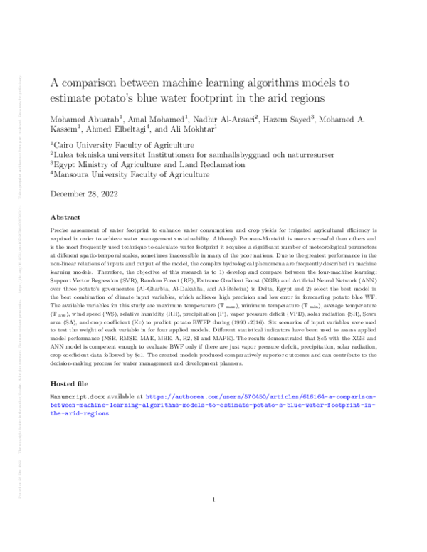 (PDF) A comparison between machine learning algorithms models to estimate potato's blue water ...