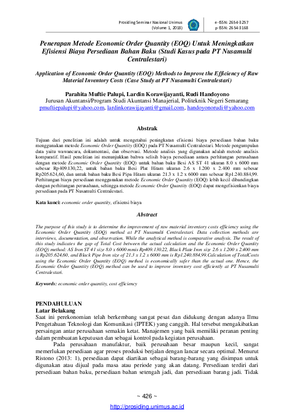 (PDF) Penerapan Metode Economic Order Quantity (EOQ) Untuk Meningkatkan ...