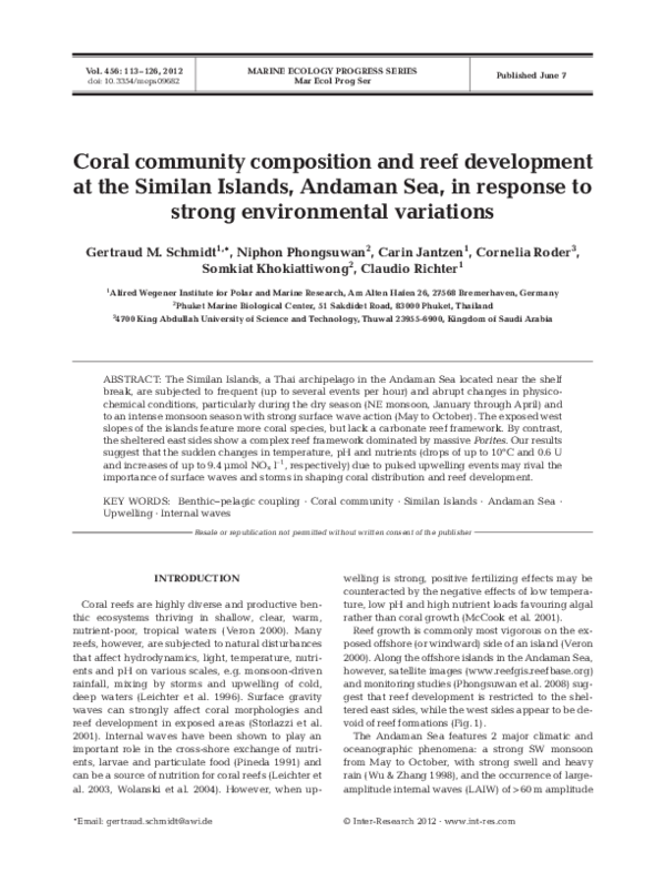 (PDF) Coral community composition and reef development at the Similan ...