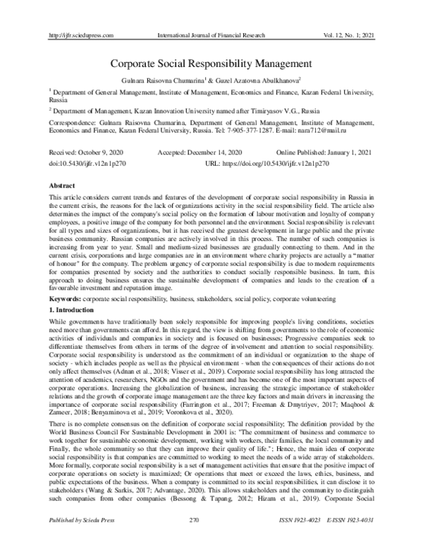 (PDF) Corporate Social Responsibility Management