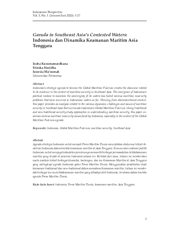 (PDF) Garuda in Southeast Asia’s Contested Waters: Indonesia dan ...