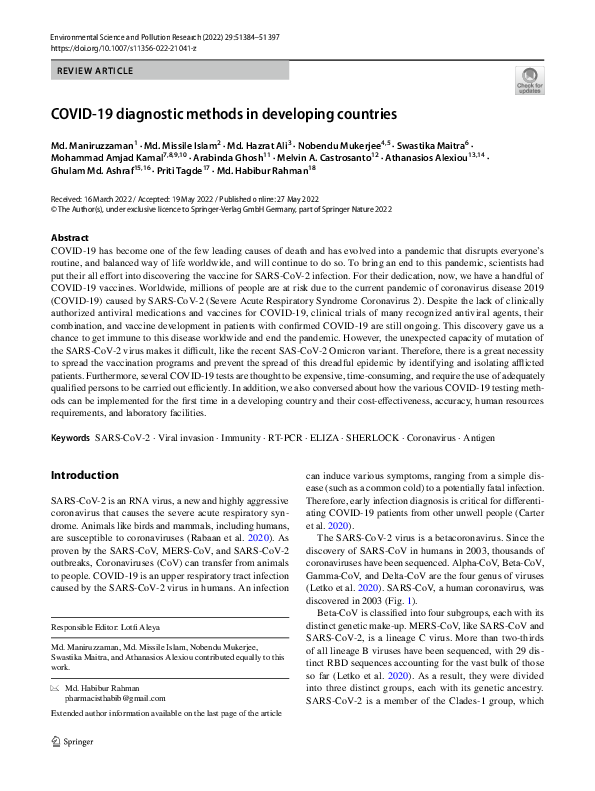 (PDF) COVID-19 diagnostic methods in developing countries