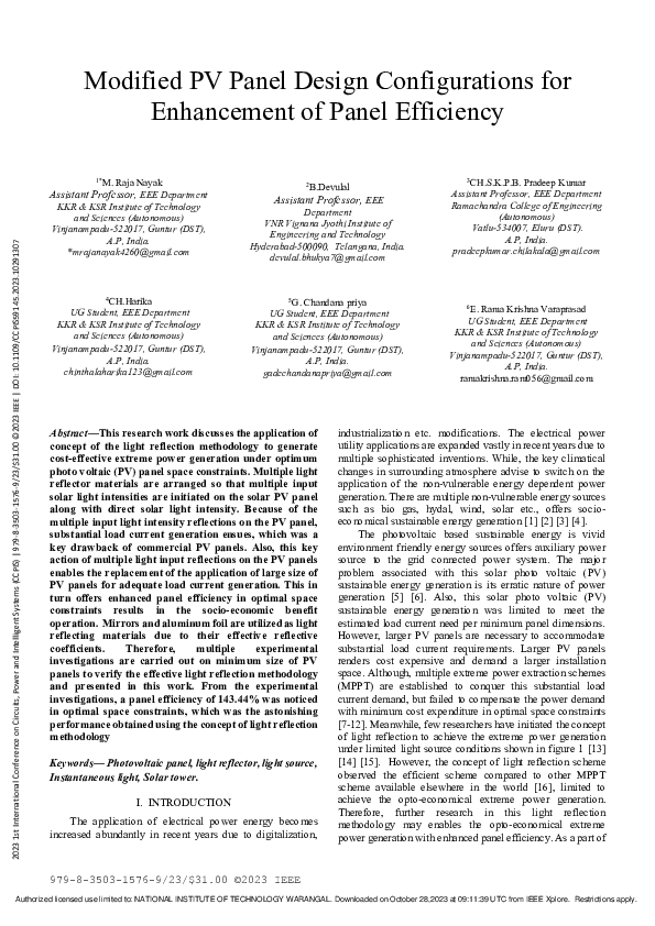 (PDF) Modified PV Panel Design Configurations for Enhancement of Panel ...