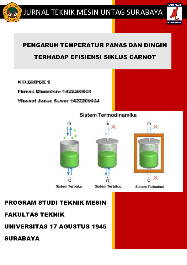 (PDF) Pengaruh Temperatur Panas dan Dingin Terhadap Efisiensi Siklus Carnot