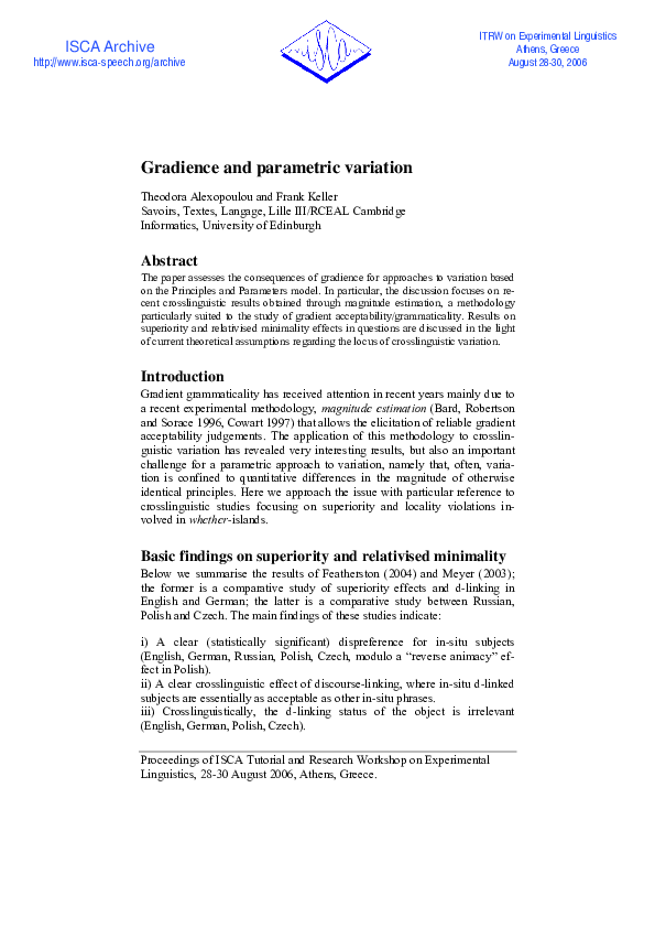 (PDF) Gradience and parametric variation
