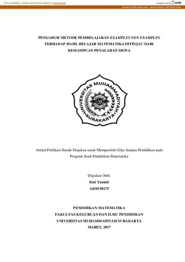 (PDF) Pengaruh Metode Pembelajaran Examples Non Examples Terhadap Hasil ...