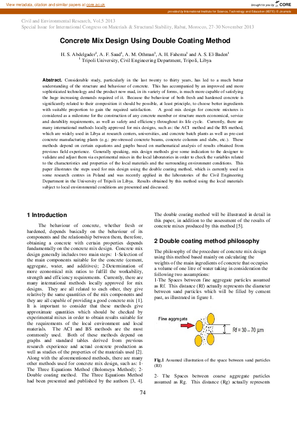 (PDF) Concrete Mix Design Using Double Coating Method