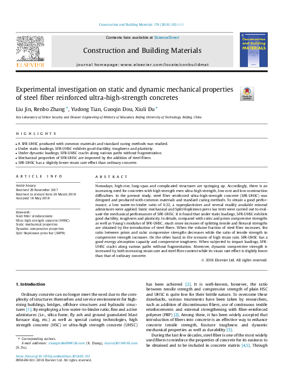 (PDF) An Experimental Investigation on the Static and Dynamic ...