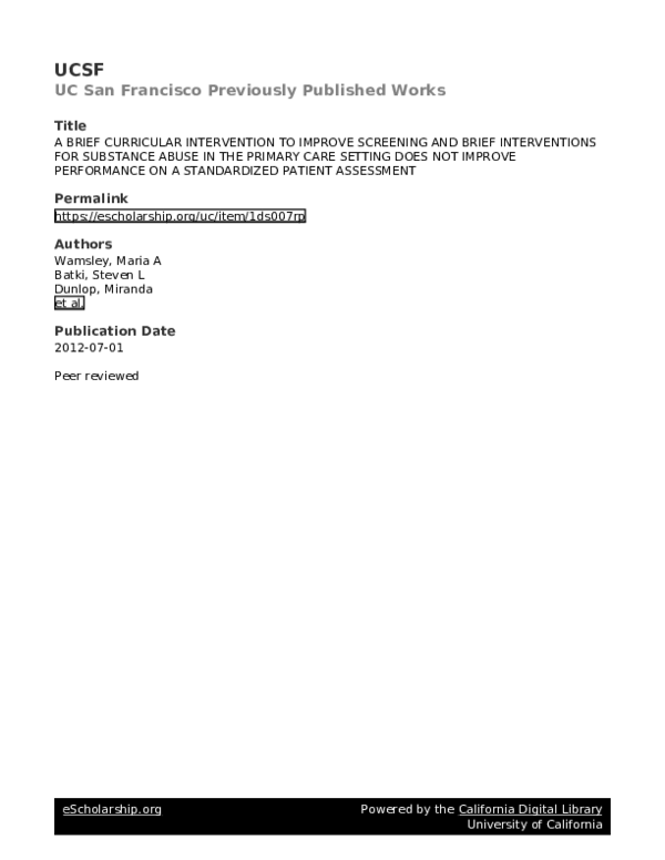 (PDF) A Brief Curricular Intervention to Improve Screening and Brief ...